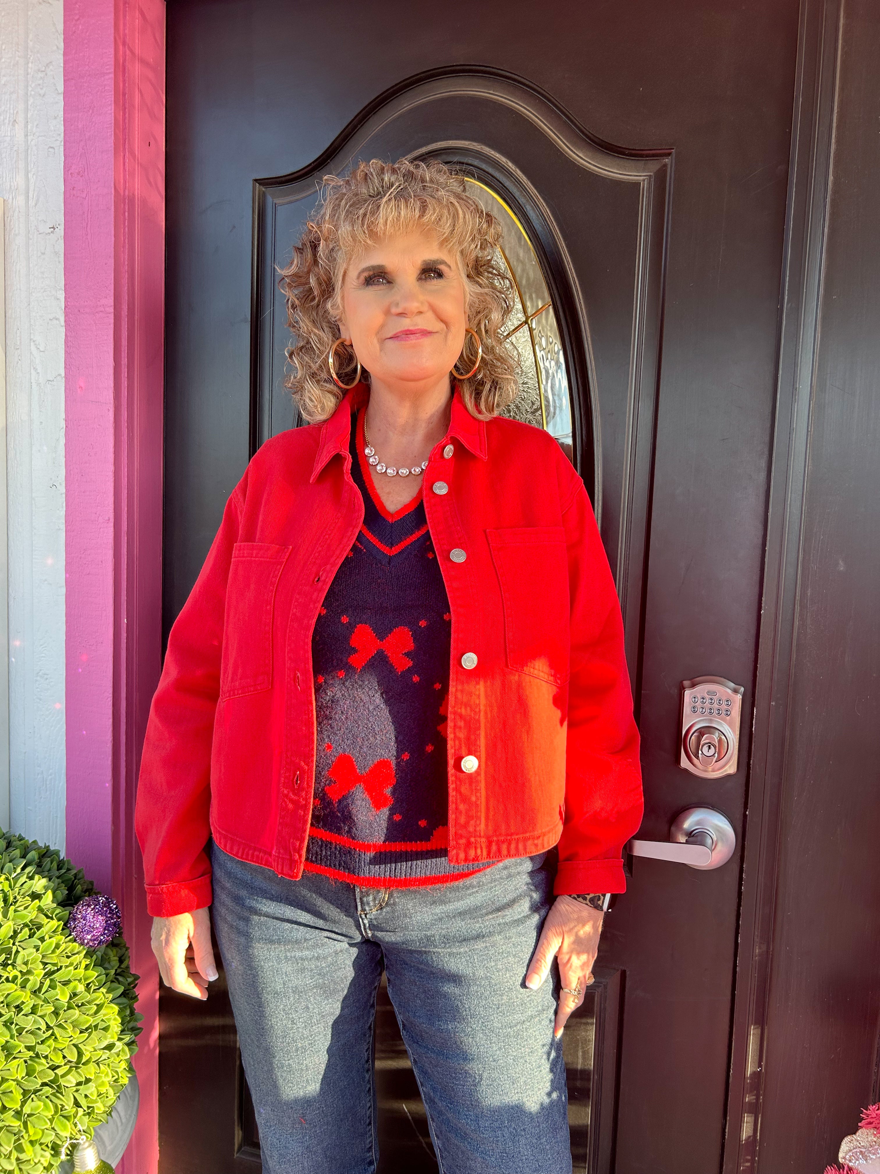 Cherry Cropped Denim Jacket – Truly Trendy